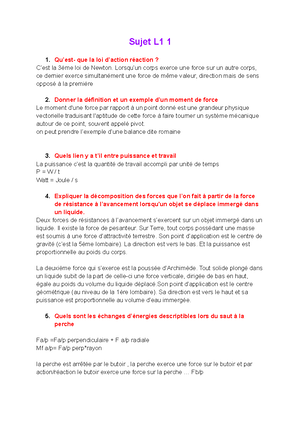 L1 Physio Annales 2020-2021 corrigé - Licence 1 STAPS : Physiologie Fondamentale M. Morel Durée ...