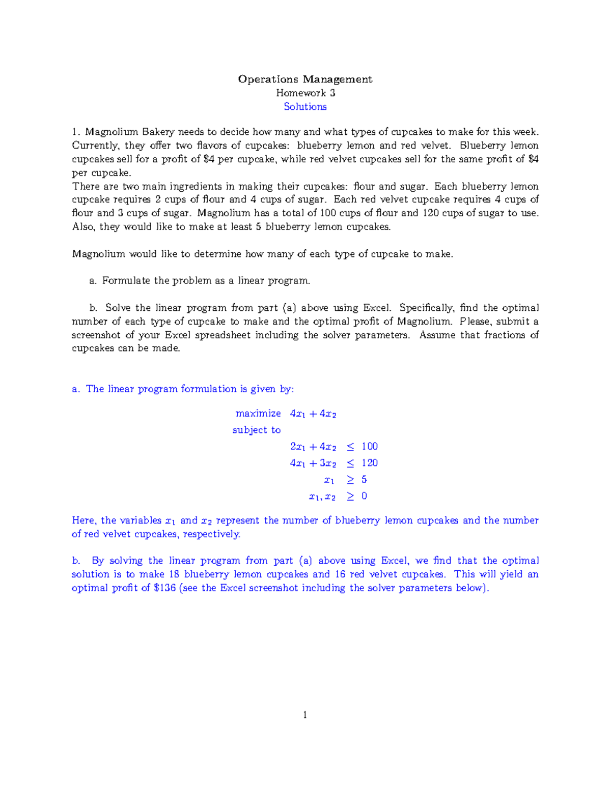 HW3Solutions for operation management class - Operations Management ...