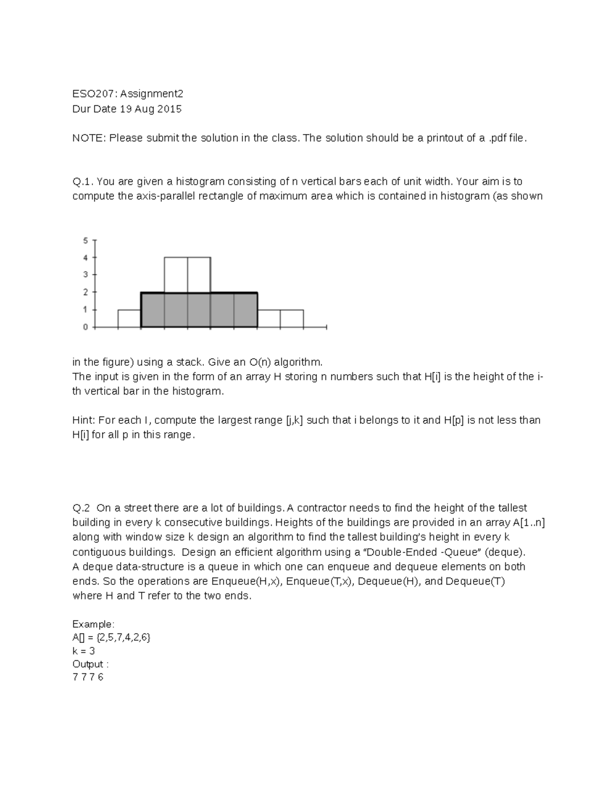Assignment 2 12aug - ESO207: Assignment2 Dur Date 19 Aug 2015 NOTE ...