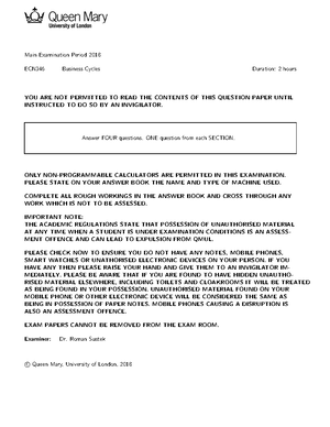 Tutorial 4 Questions - Business Cycles, EC Instructor: Dr Roman Sustek ...