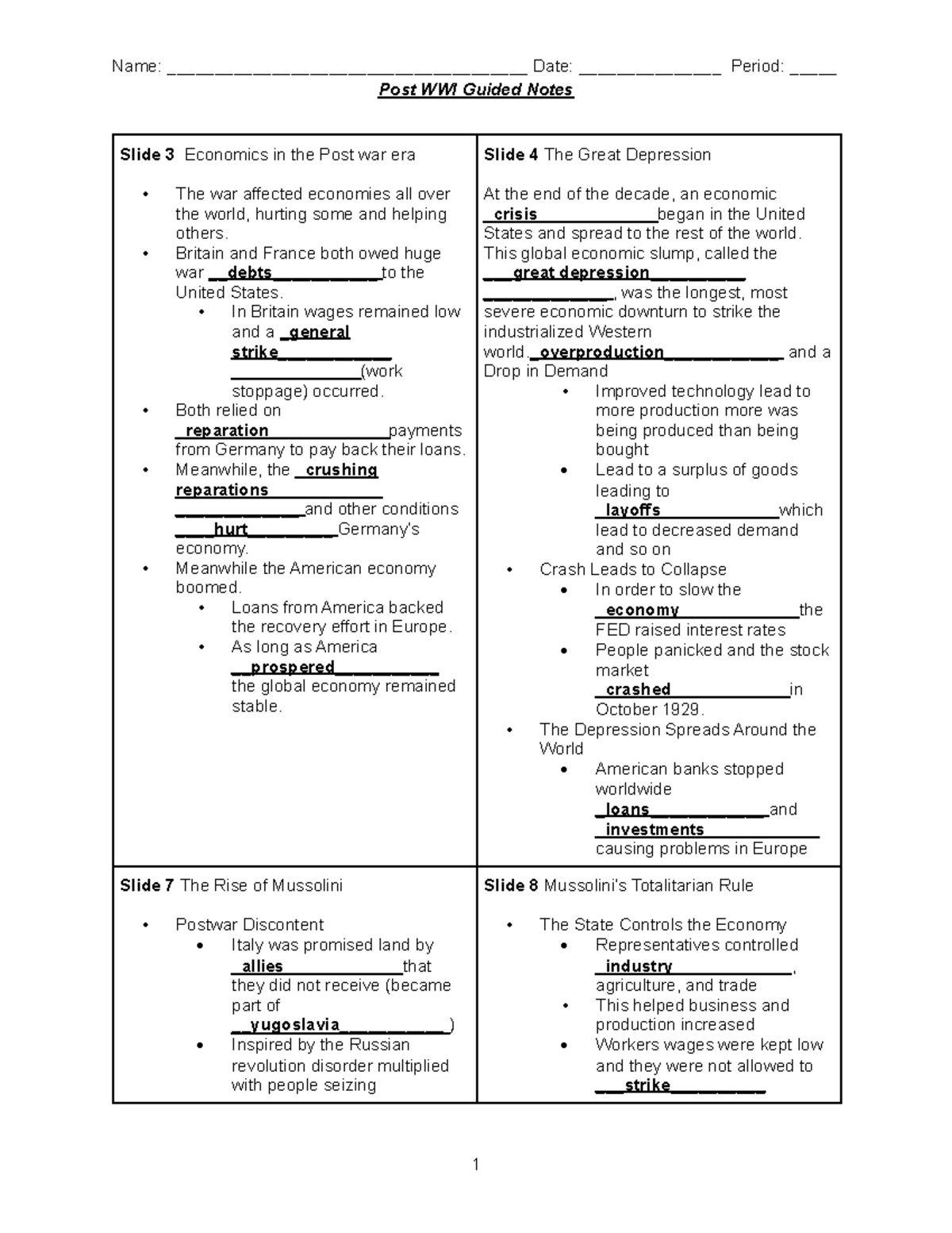 Copy of Rise of Totalitarianism Slides guided notes - Name