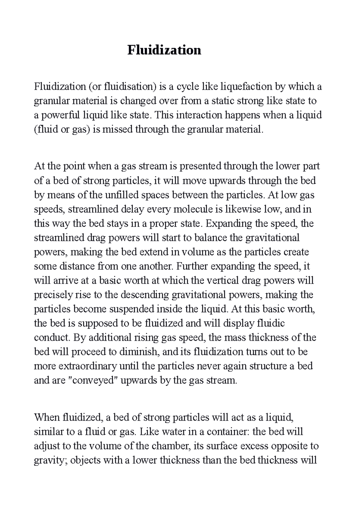 Fluidization - Ifah - Fluidization Fluidization (or fluidisation) is a ...