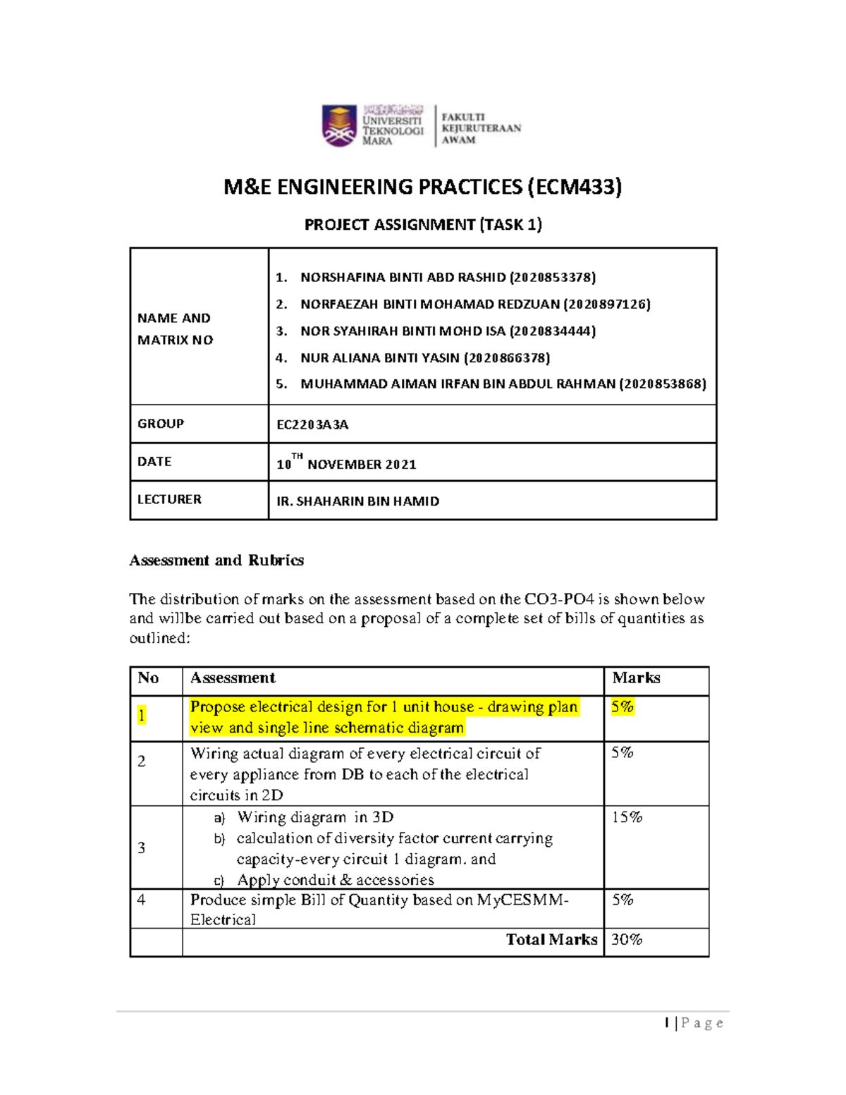Group 2 Project 1(TASK 1)_mechanical and electrical engineering ...