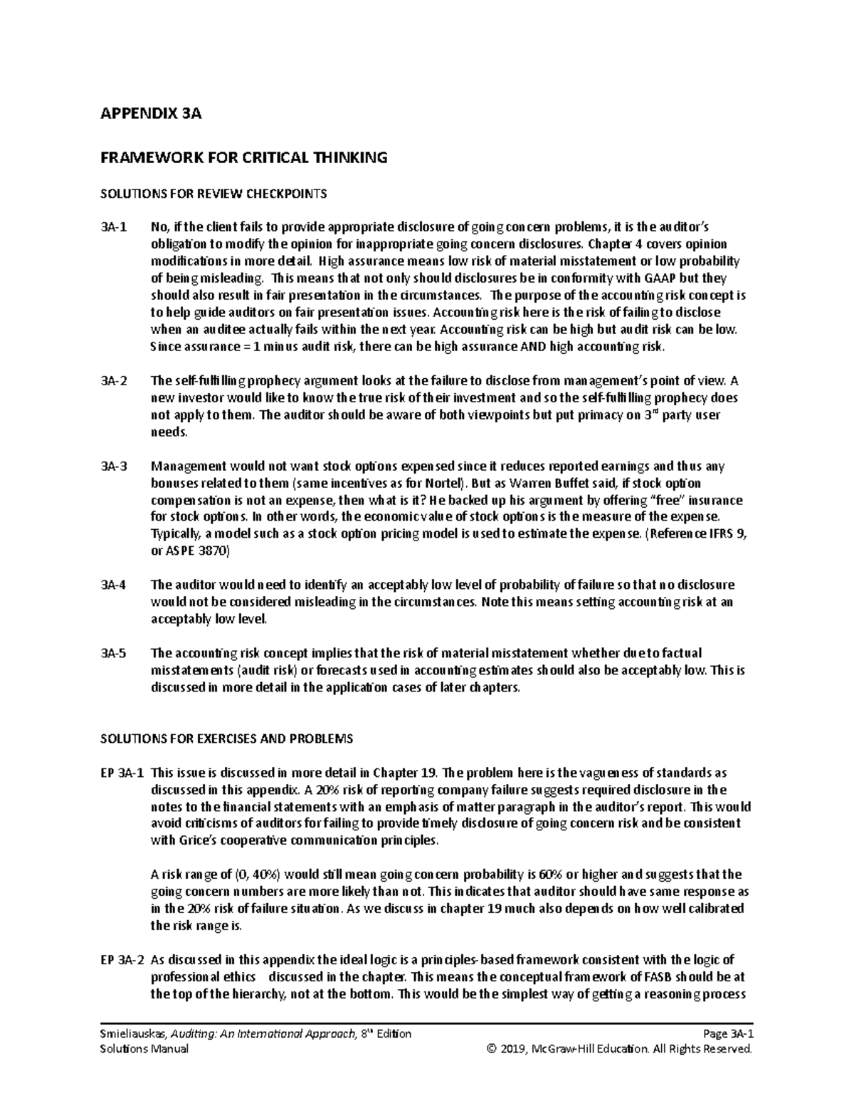 Auditing 8e SM App3A Final - APPENDIX 3A FRAMEWORK FOR CRITICAL ...