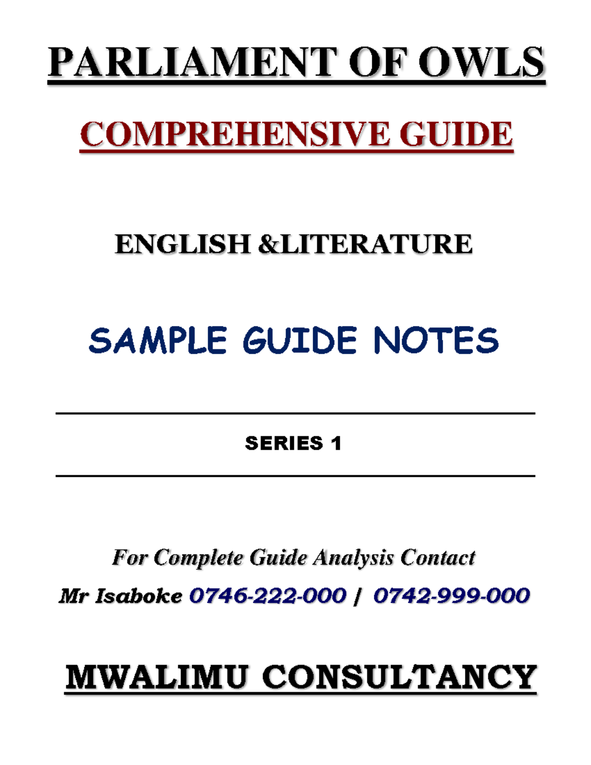 Parliament OF OWLS Guide SP - PARLIAMENT OF OWLS COMPREHENSIVE GUIDE ...