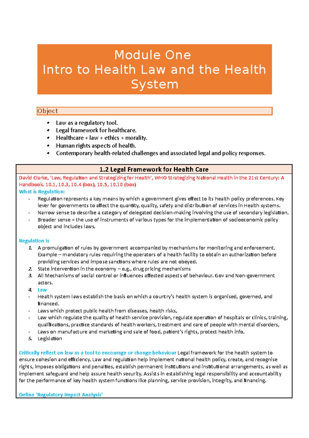 76045 Medicine & the Law Module 1 lecture, readings and tutorial notes ...