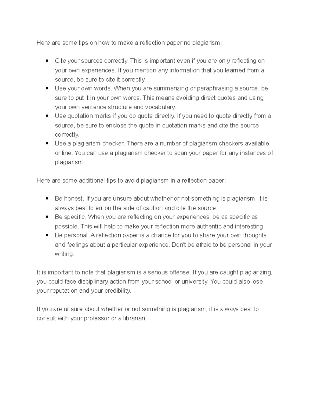 Here are some tips on how to make a reflection paper no plagiarism ...