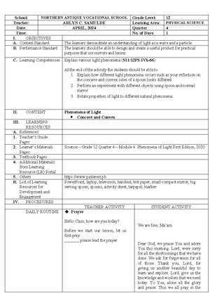 Activity Sheet Concave Convex - ACTIVITY SHEET INSTRUCTION: IN THIS ...