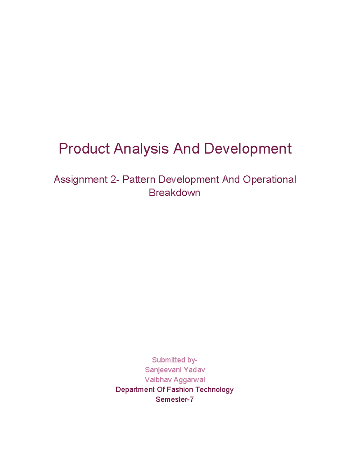 PA&D, Sanjeevani, Vaibhav - Product Analysis And Development Assignment ...