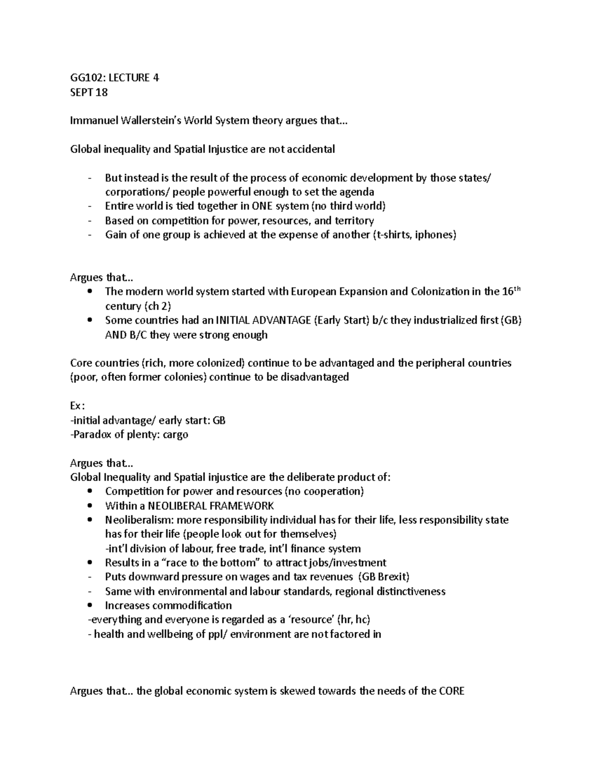 GG102 Lecture 4 - World system and global inequality - modern world ...