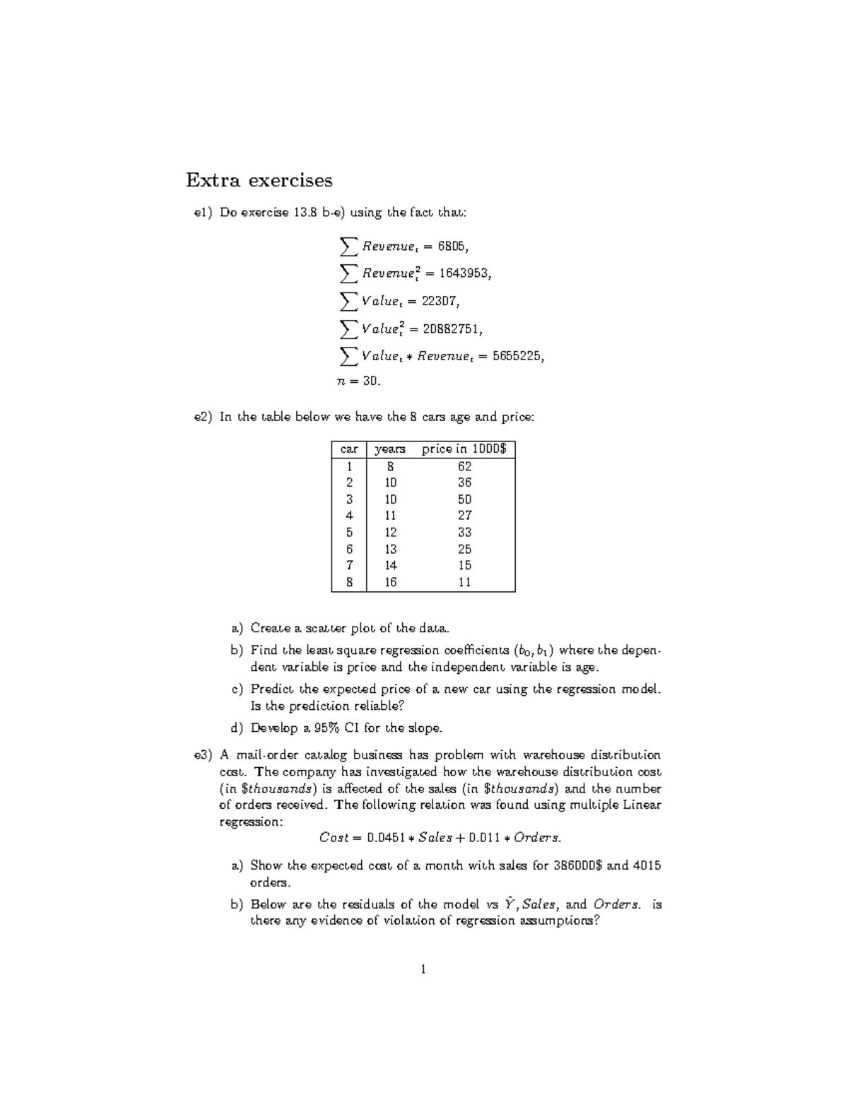 Extra Exer - Additional exercises - Extra exercises e1) Do exercise 13 ...