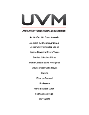 ACT 4 Etapa 1 - Ética - Actividad de 10 - Actividad 4 – Proyecto Integrador Etapa 1 Datos de ...