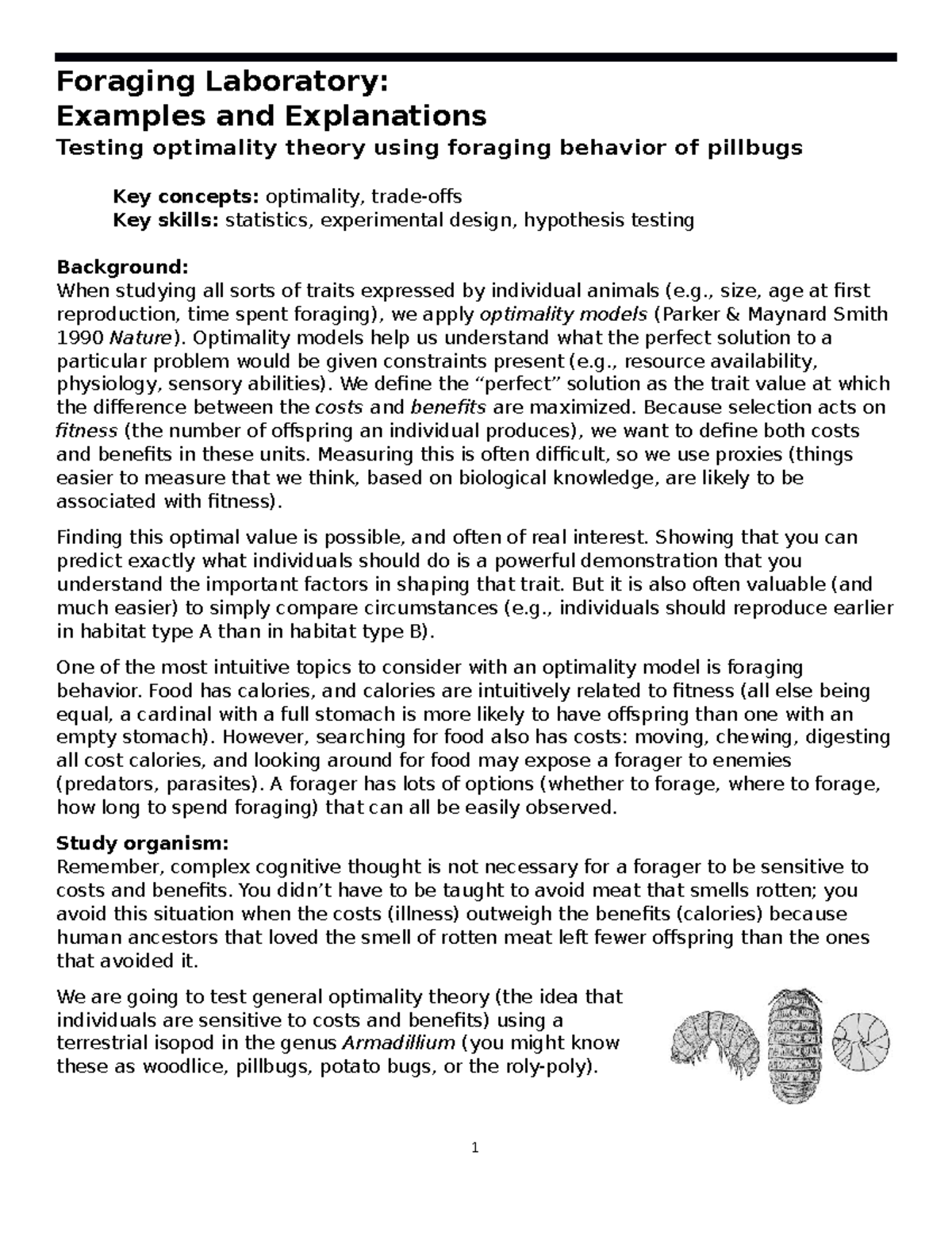 1 Foraging optimality S2023 - Foraging Laboratory: Examples and ...