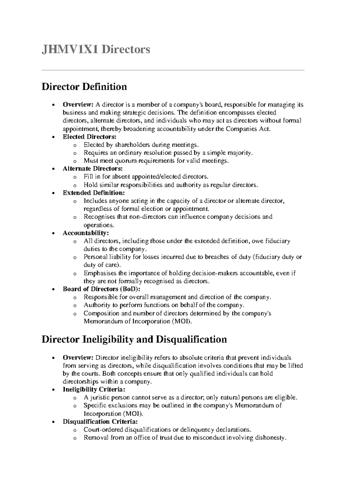 Directors - JHMV1X1 Directors Director Definition • Overview: A ...