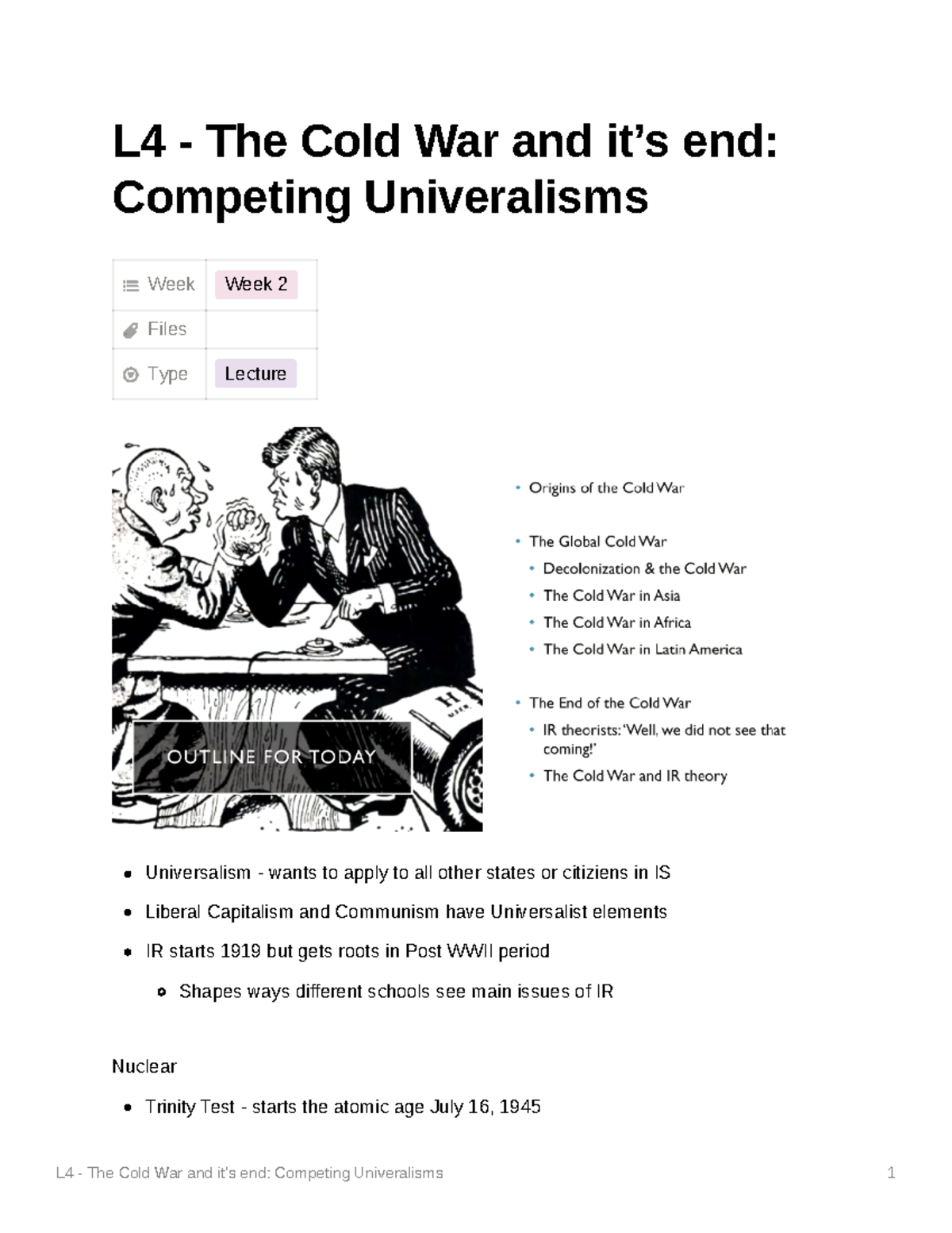Lecture 4 Ints10001 - L4 - The Cold War and it’s end: Competing ...