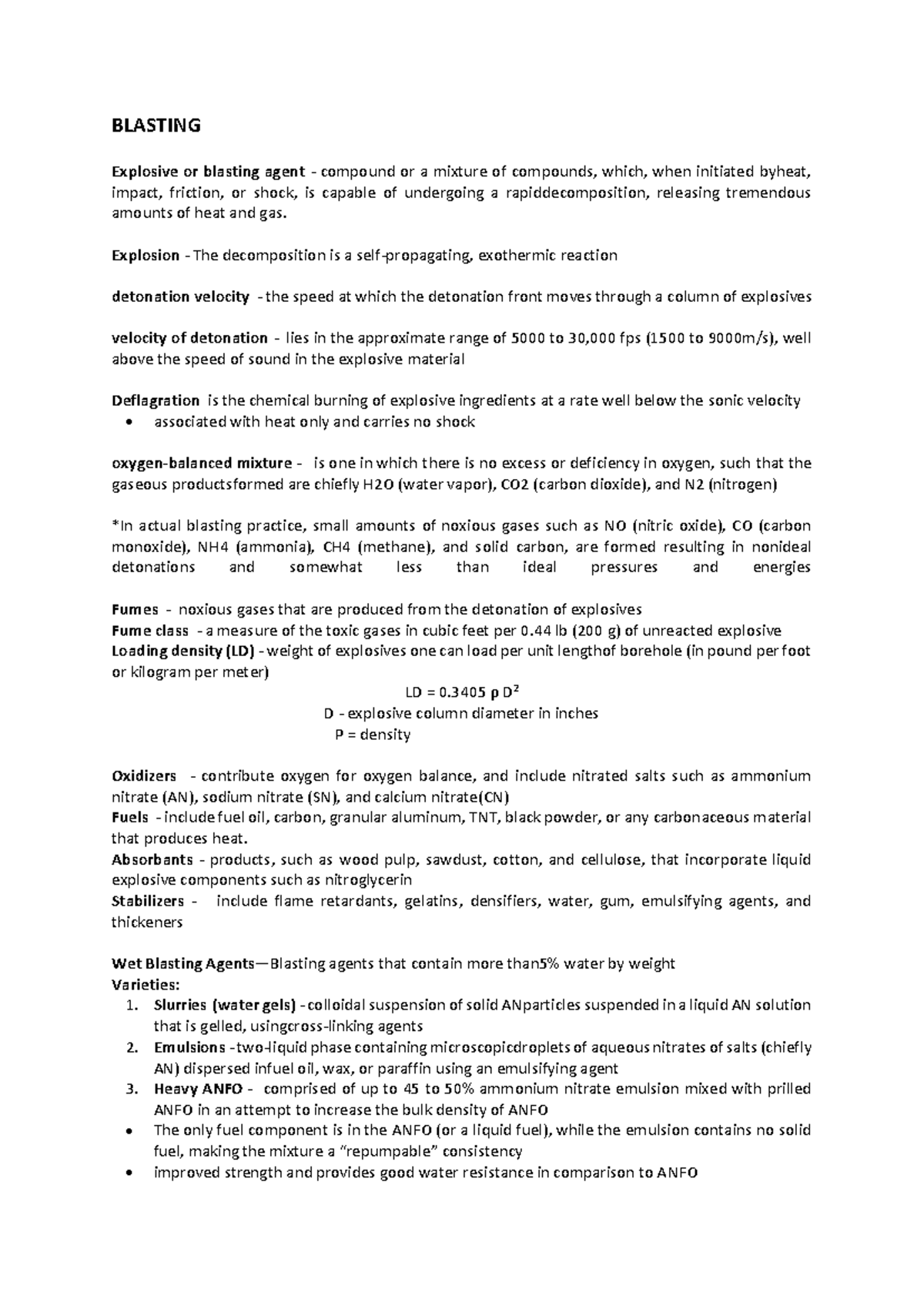 Common blasting terms notes - BLASTING Explosive or blasting agent ...