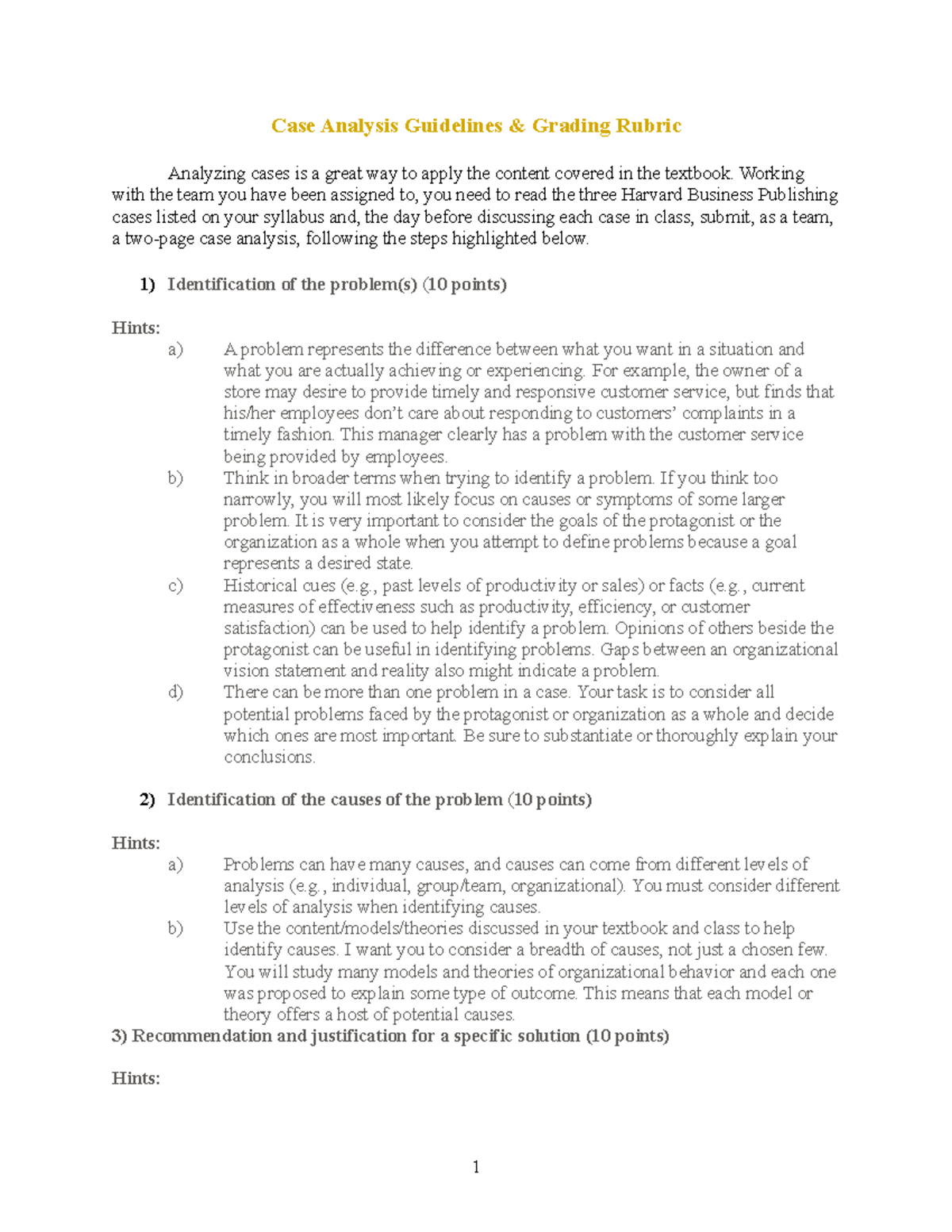 Case Analysis - Guidelines and grading rubric - STIA 000 - GU - Studocu