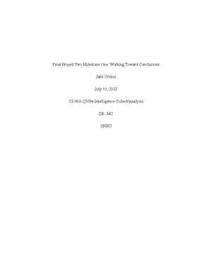 Milestone One Plan Draft - Milestone One: Plan Draft Jake Cronin July 8 ...