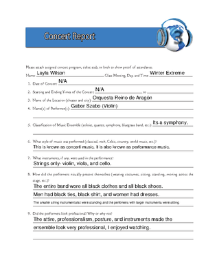 Concert report example for Music Appreciation - Please attach a signed ...