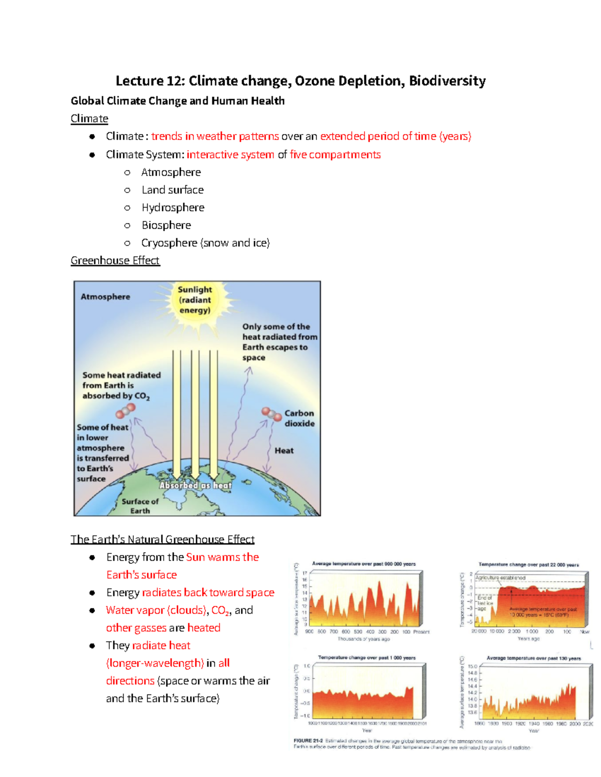 Lecture 12 Climate change, Ozone Depletion, Biodiversity - Lecture 12 ...