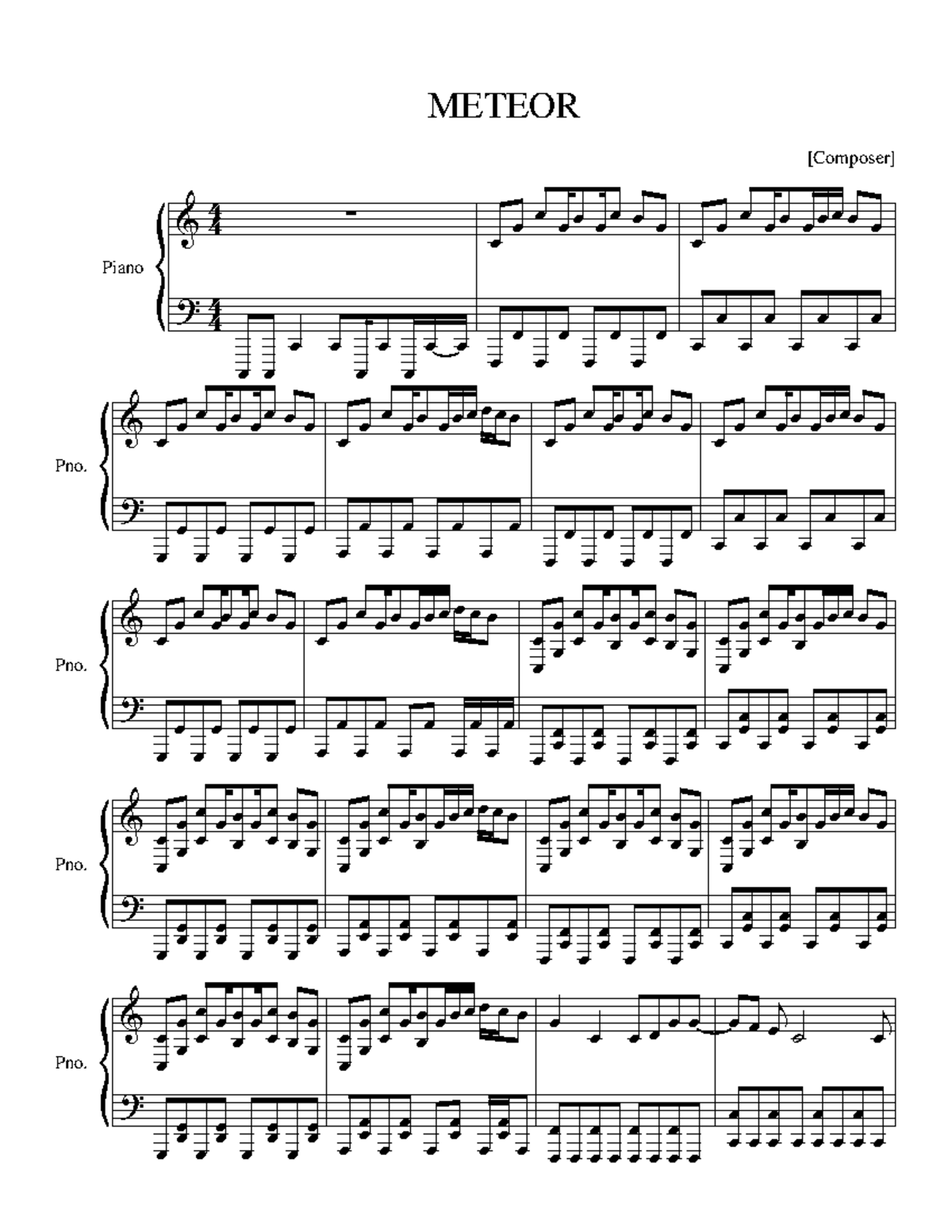 Meteor - Divela - This is a music sheet. - & ? 4 4 4 4 Piano ∑ œ œ œ œ ...