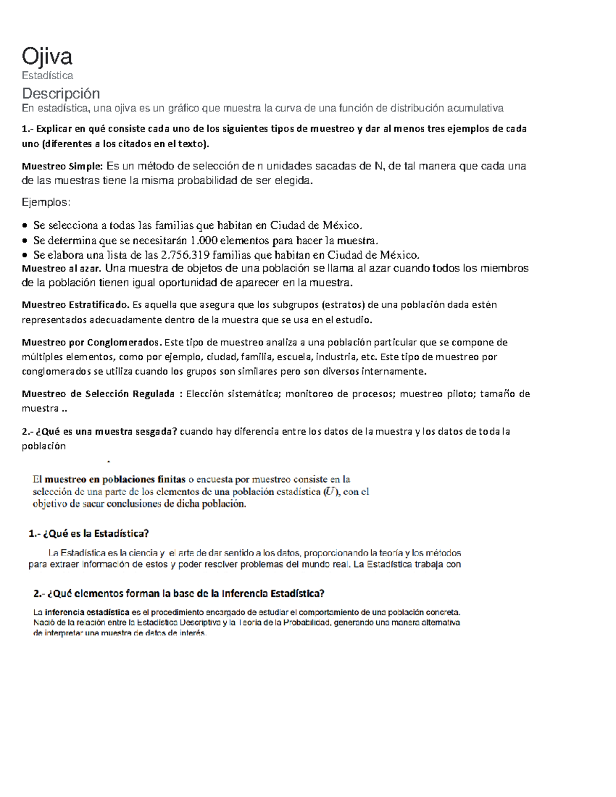 Ojiva exam - Ojiva Estadística Descripción En estadística, una ojiva es ...