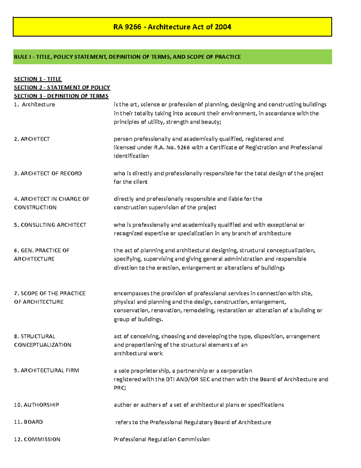 225221381 Summary of RA 9266 - SECTION 1 - TITLE SECTION 2 - STATEMENT ...