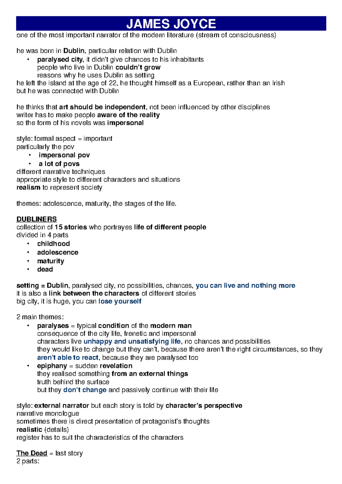 James Joyce - JAMES JOYCE one of the most important narrator of the ...