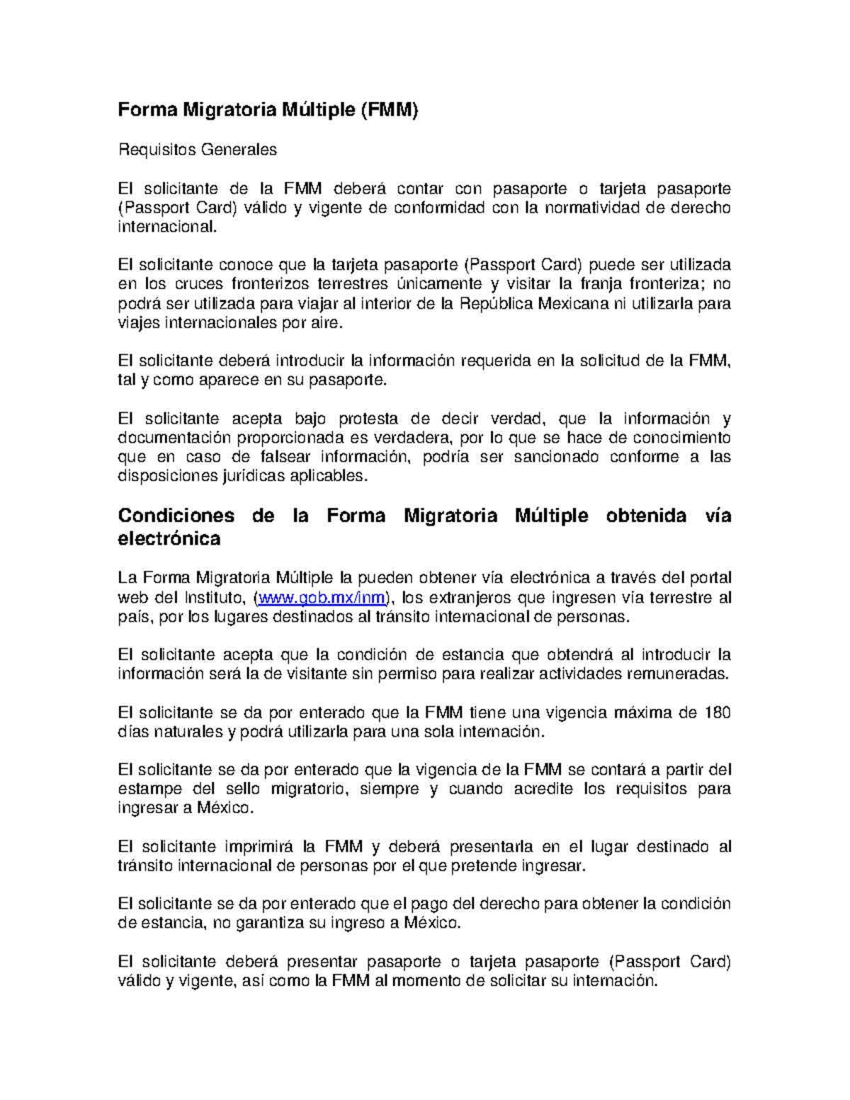 Fmm - Historia - Forma Migratoria Múltiple (FMM) Requisitos Generales ...