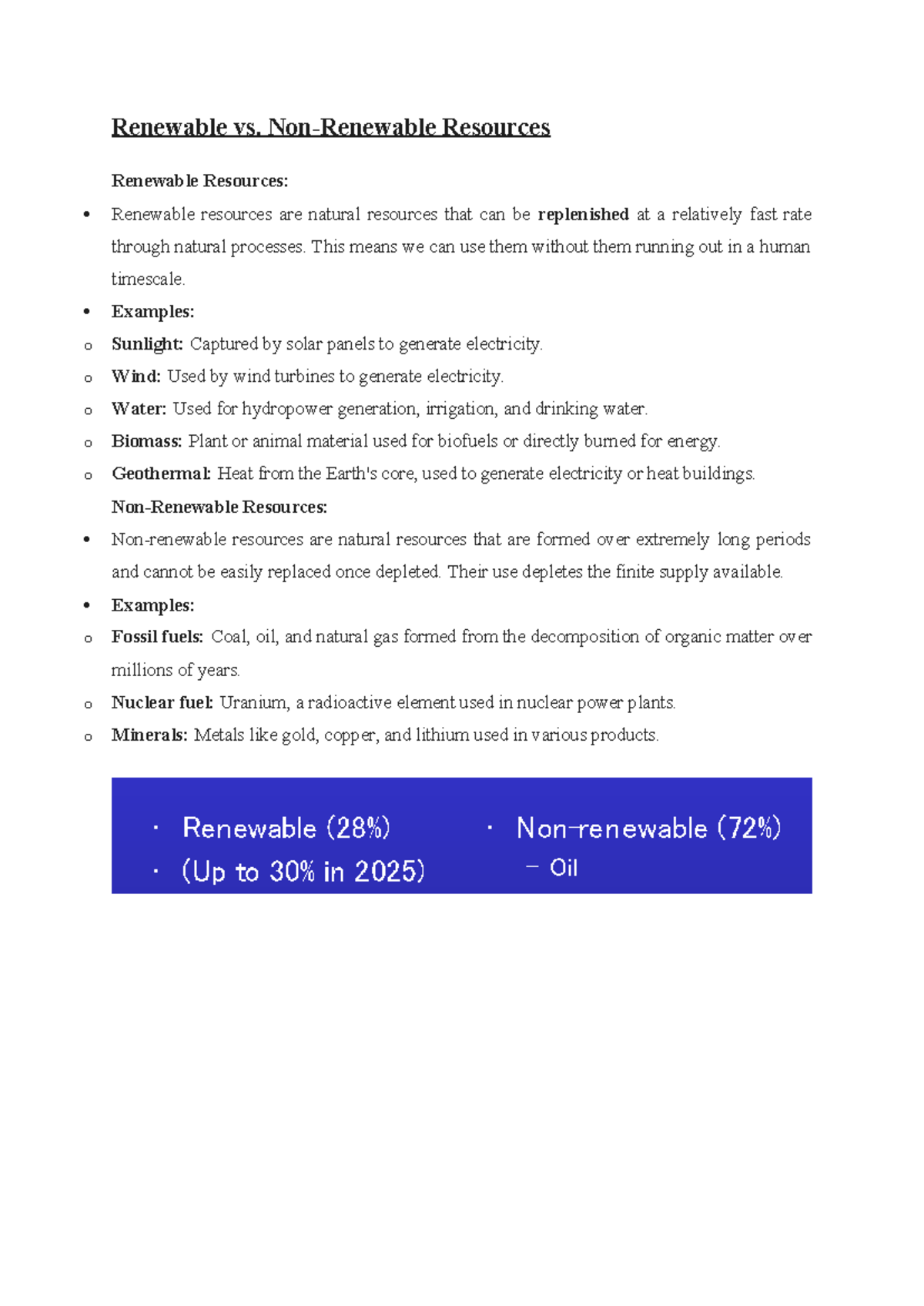 Renewable vs Non renewable resources - Renewable vs. Non-Renewable ...