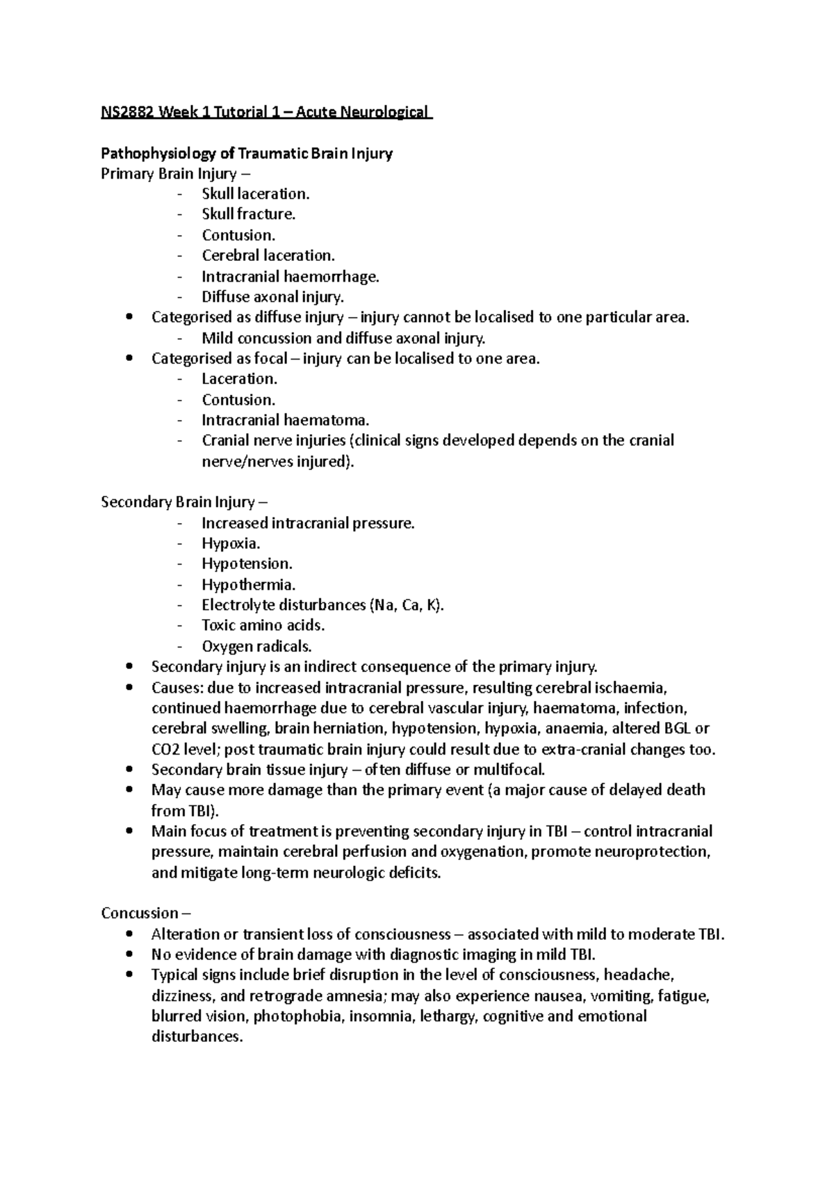 NS2882 Week 1 Tutorial 1 - NS2882 Week 1 Tutorial 1 – Acute ...