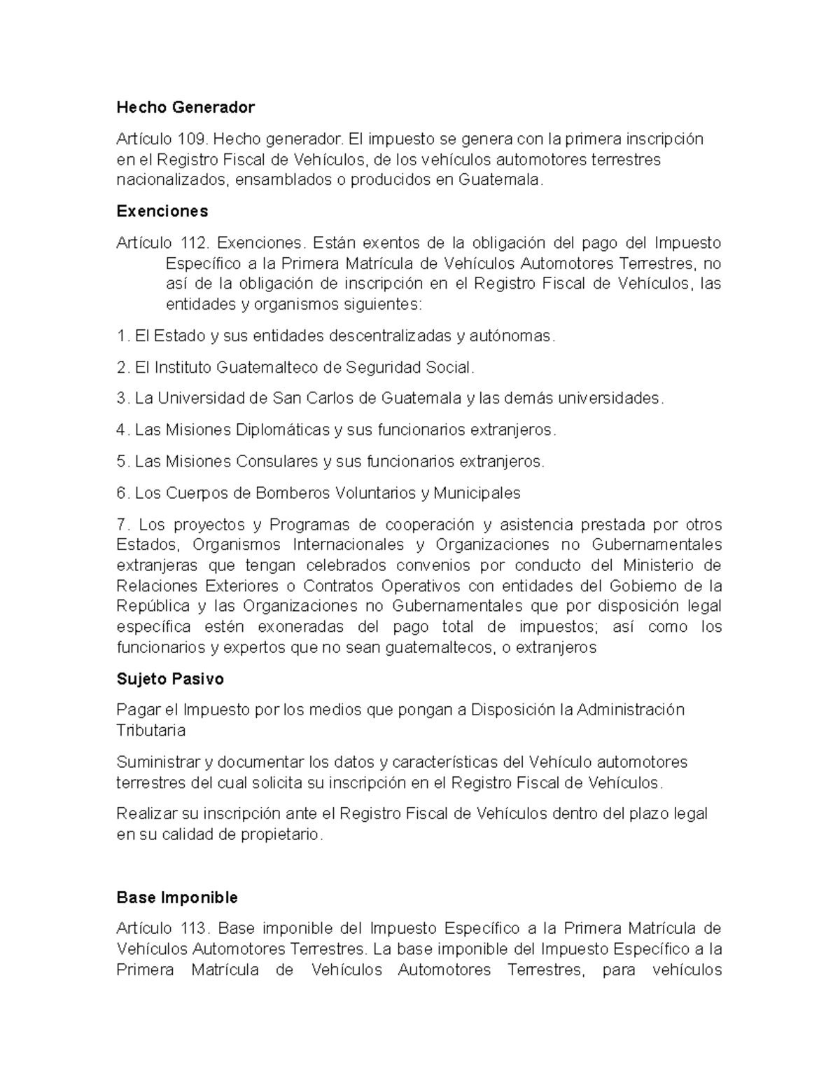 Iprima - Hecho Generador Artículo 109. Hecho generador. El impuesto se ...