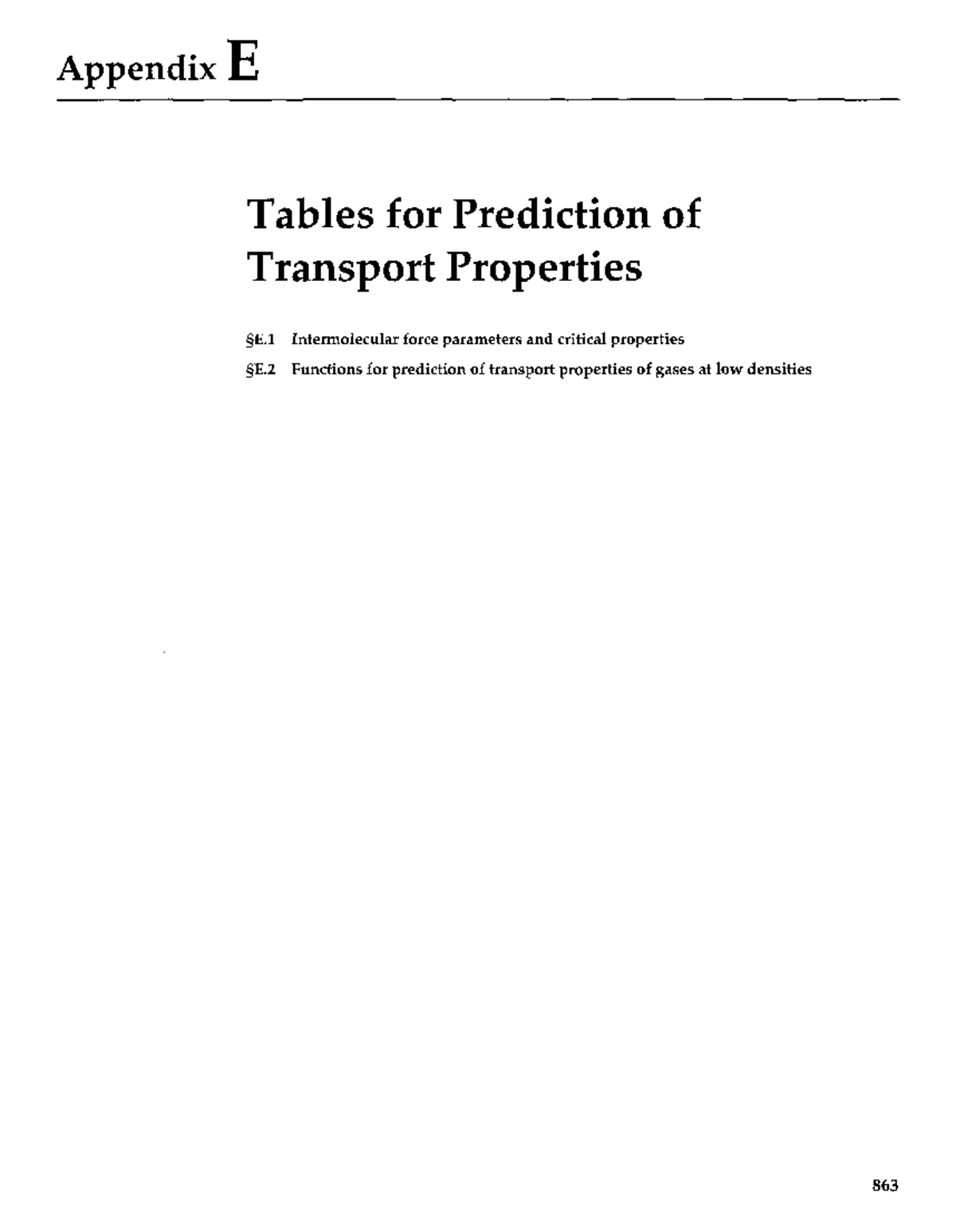 Transport phenomena tables - Appendix Tables for Prediction Transport Properties E l ...