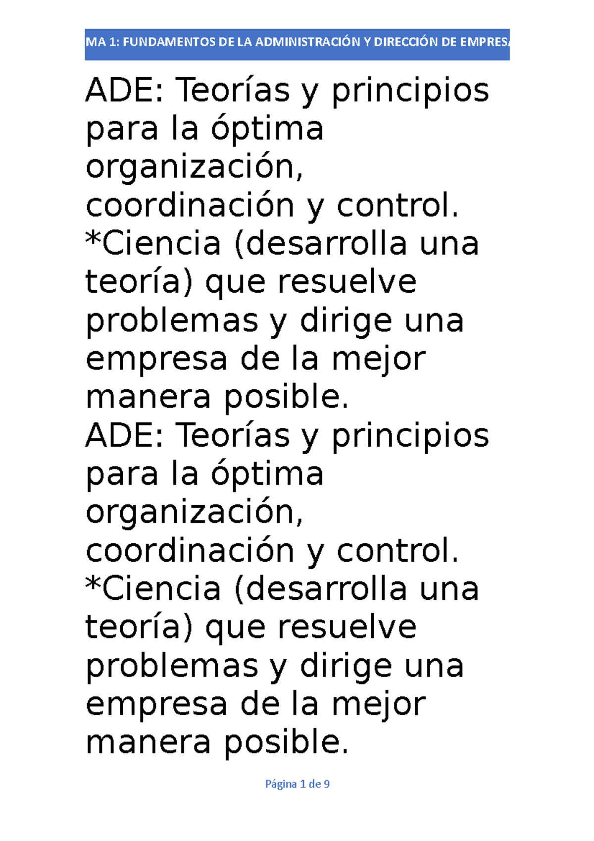Tema 1 fundamentos - Apuntes - ADE: Teorías y principios para la óptima ...