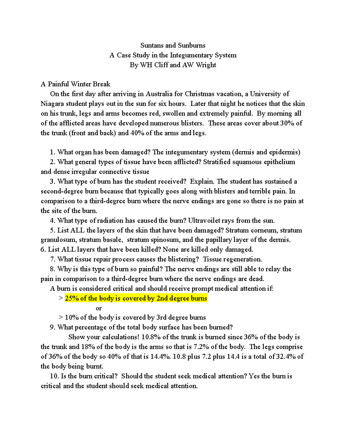 Suntans case study megan gordon - Suntans and Sunburns A Case Study in ...