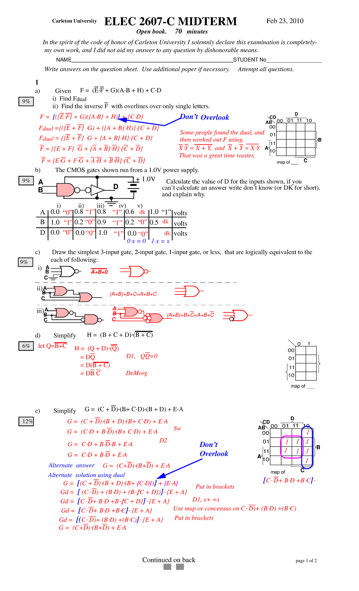 Exam 23 February 2010, Questions And Answers - Continued on back page 1 ...