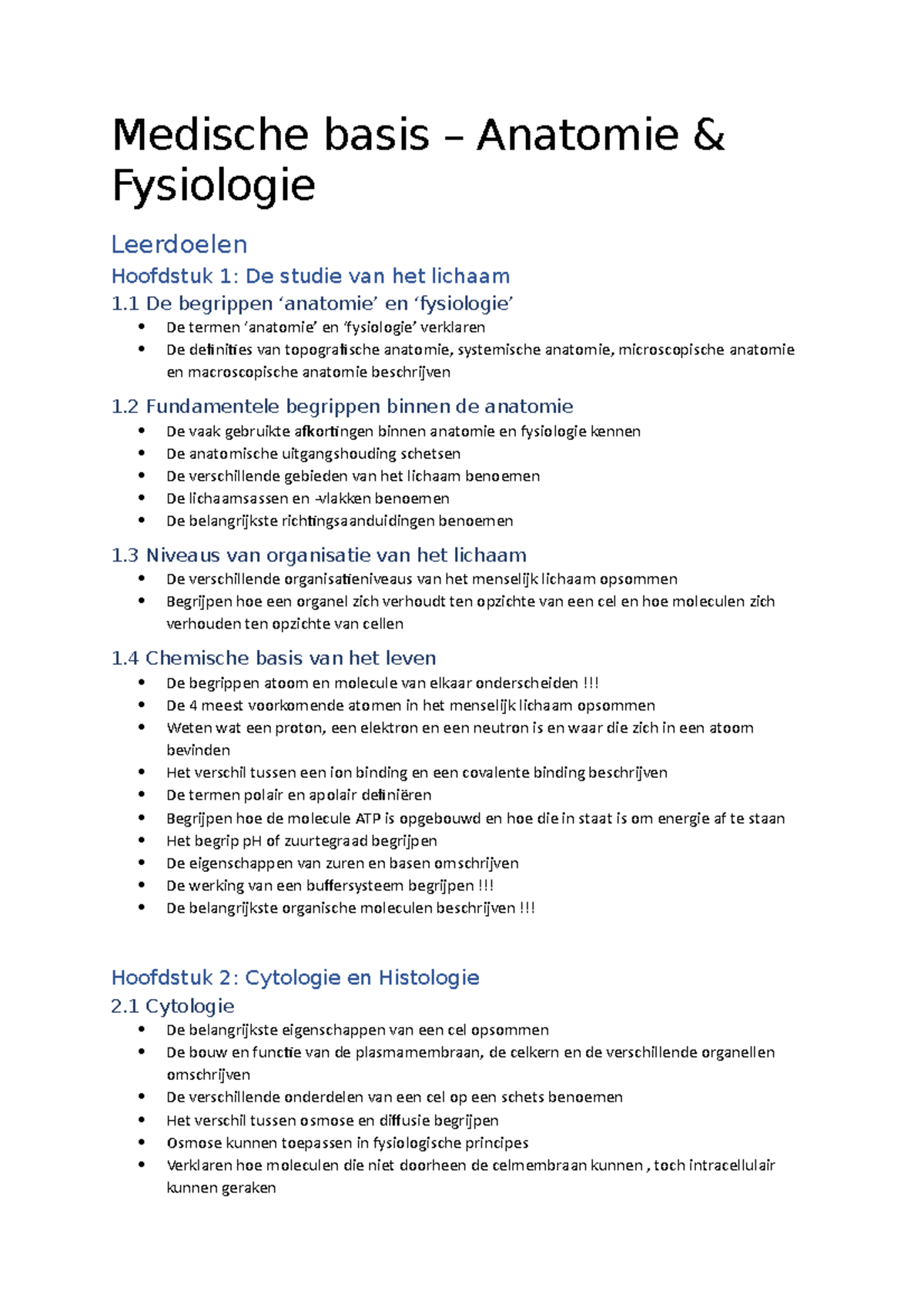 Medische basis doelstellingen - Medische basis – Anatomie & Fysiologie ...
