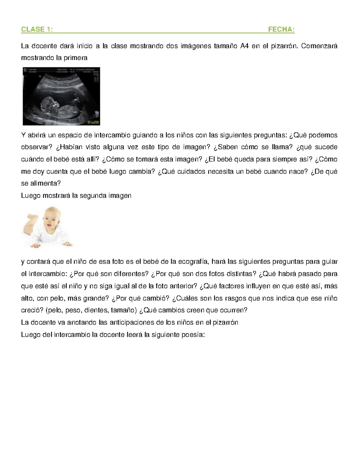 Secuencia Didáctica DE EL Cuerpo pdf - CLASE 1: FECHA: La docente dará ...