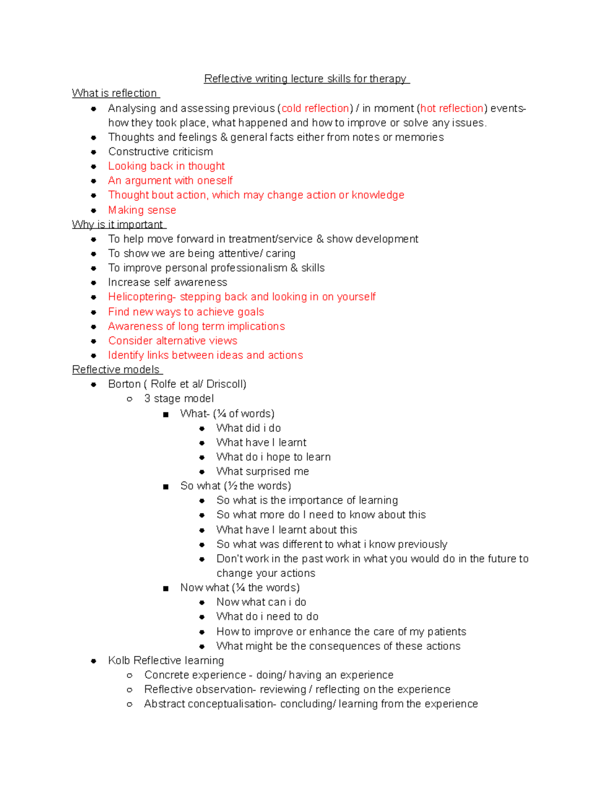 Reflective writing skills for therapy - Reflective writing lecture ...