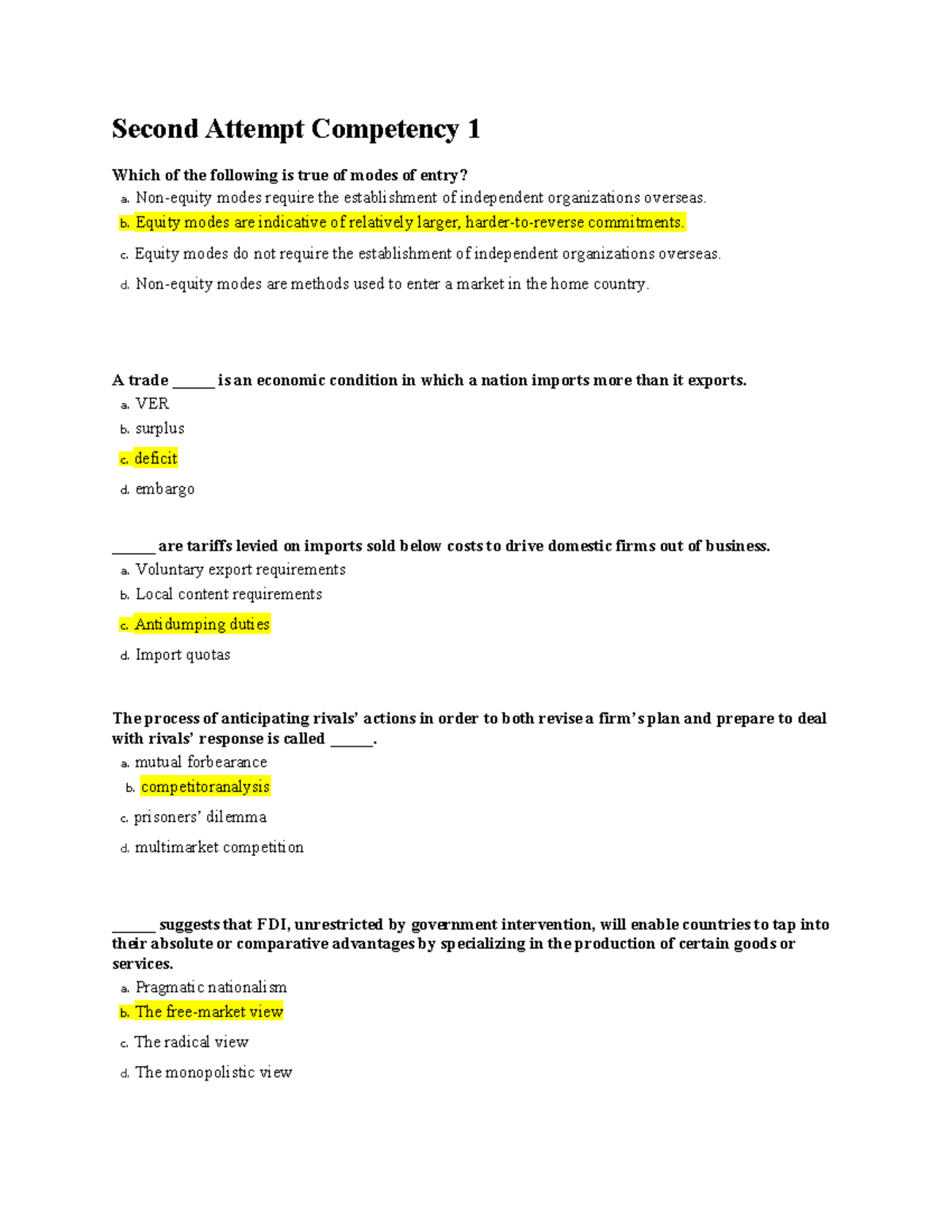 2nd attempt Competency 1 quiz - Second Attempt Competency 1 Which of ...