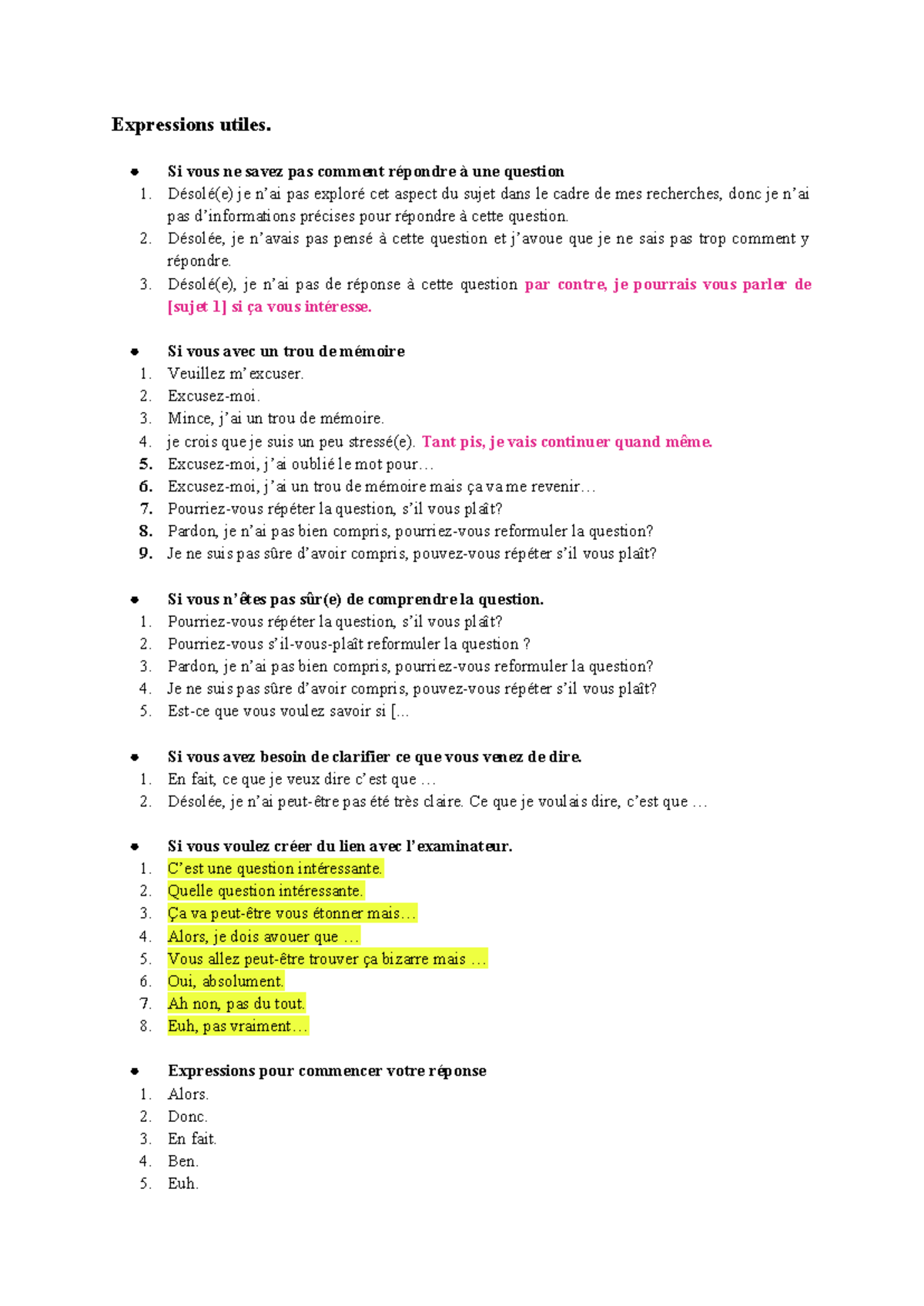 Expressions utiles - Unit 3 &4 - Expressions utiles. Si vous ne savez ...
