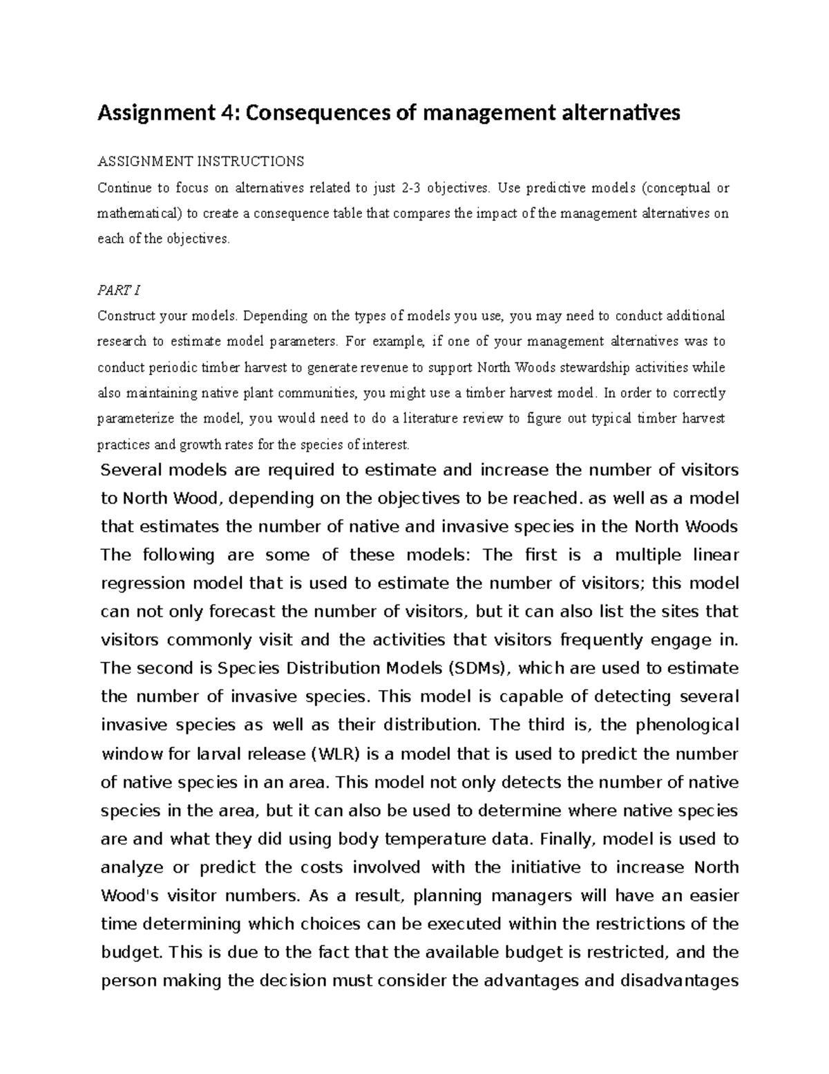 4. M Zikrullah Assignment 4b Consequences of management alternatives - Assignment 4 ...