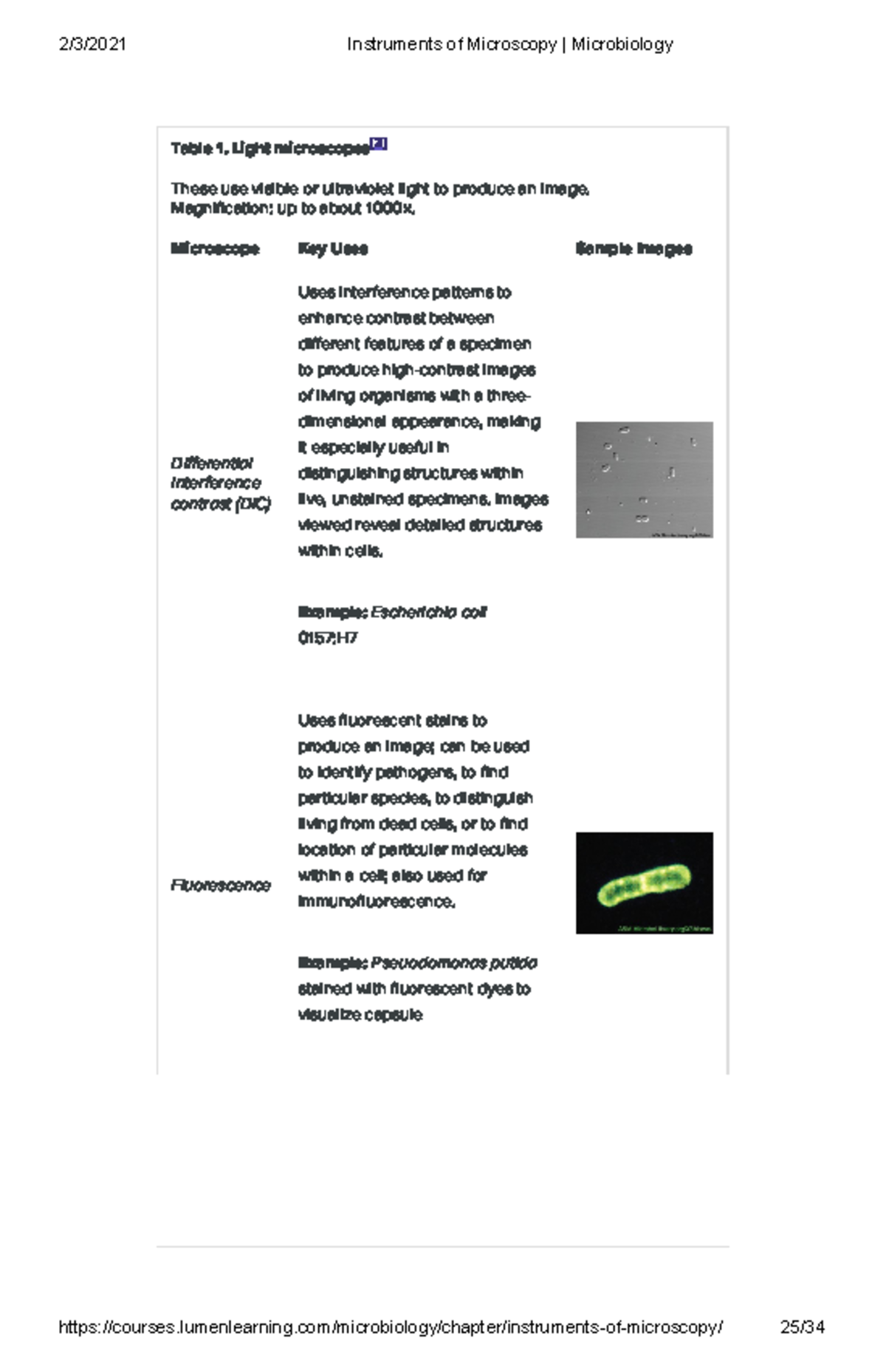Instruments of Microscopy Microbiology - Table 1. Light microscopes[ 2 ...