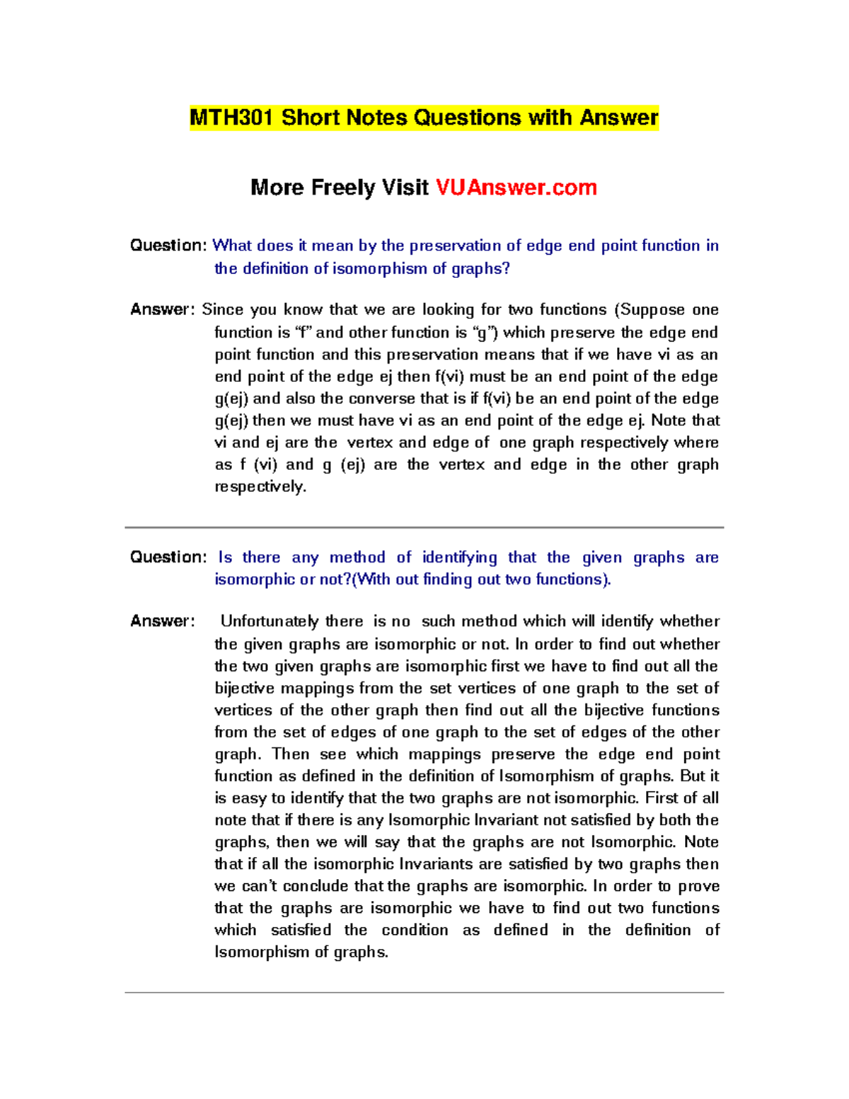 MTH301 Mid Term short answers and notes - MTH301 Short Notes Questions ...