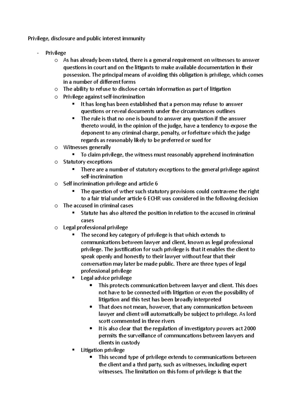 Lecture 9 - Privilege - Privilege, disclosure and public interest ...