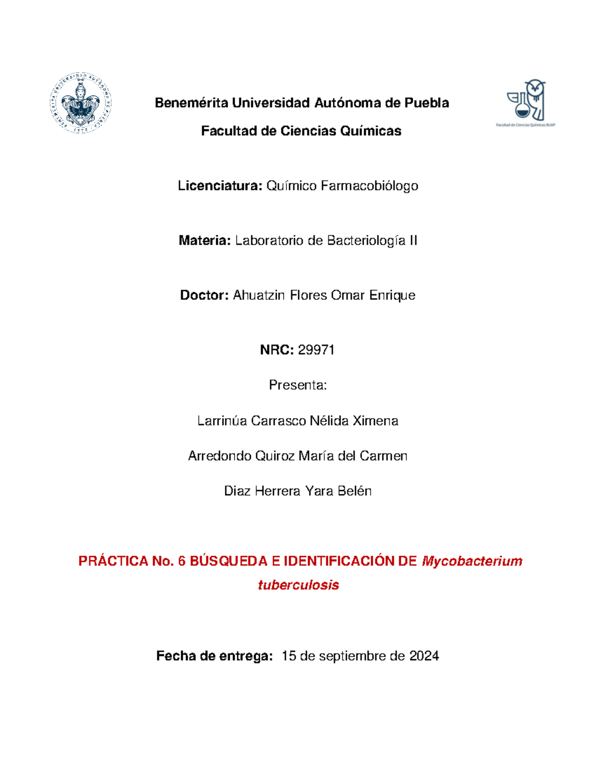 Reporte 6 - Benemérita Universidad Autónoma de Puebla Facultad de ...