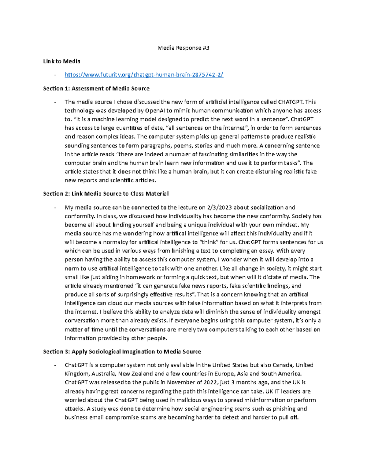 Media Response #3 - Dr. Rowland Soc 1 - Media Response # Link to Media ...