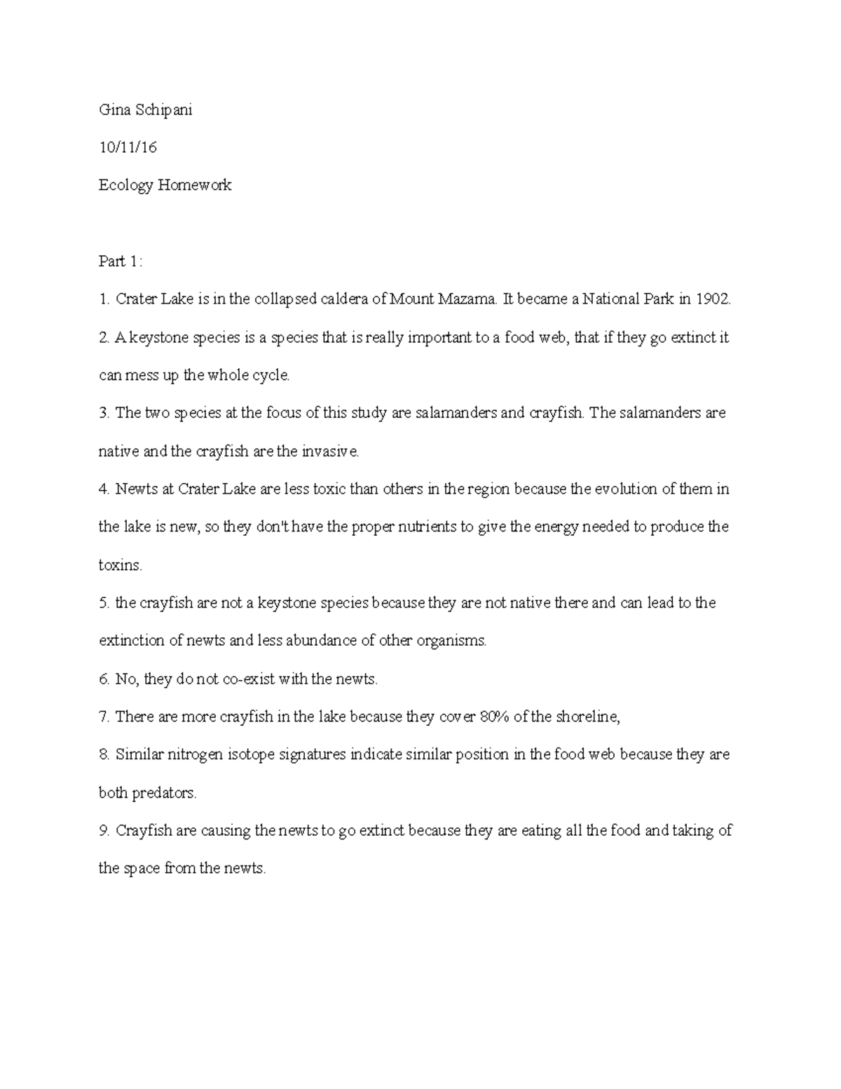 Ecology hw bb - homework questions with answers - Gina Schipani 10/11 ...