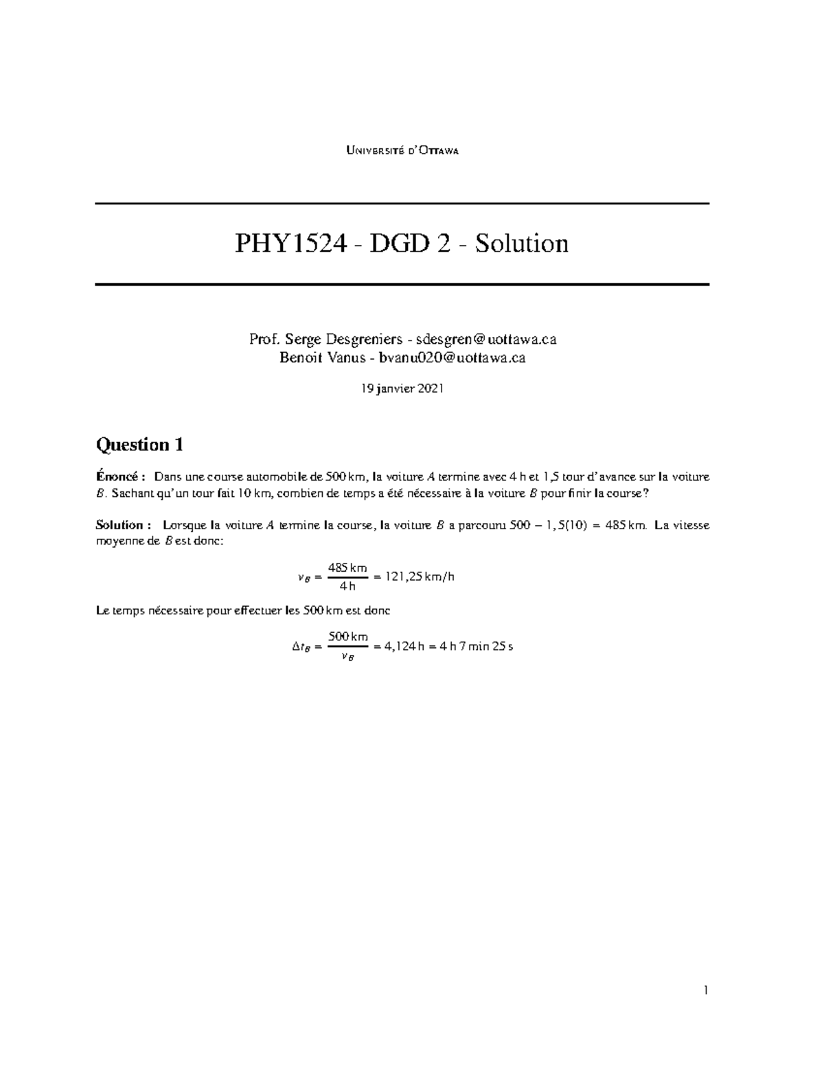 DGD 2 sol 2021 - solutions for tutorial - Universite d ́ ’Ottawa PHY1524 - DGD 2 - Solution Prof ...