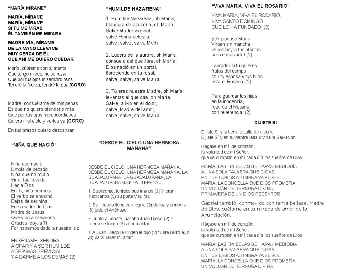 Cantos a María - Interesante - “VIVA MARIA, VIVA EL ROSARIO” VIVA MARIA ...